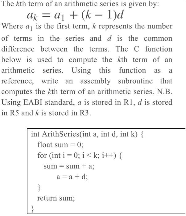 Solved The kth term of an arithmetic series is given by: Ak | Chegg.com