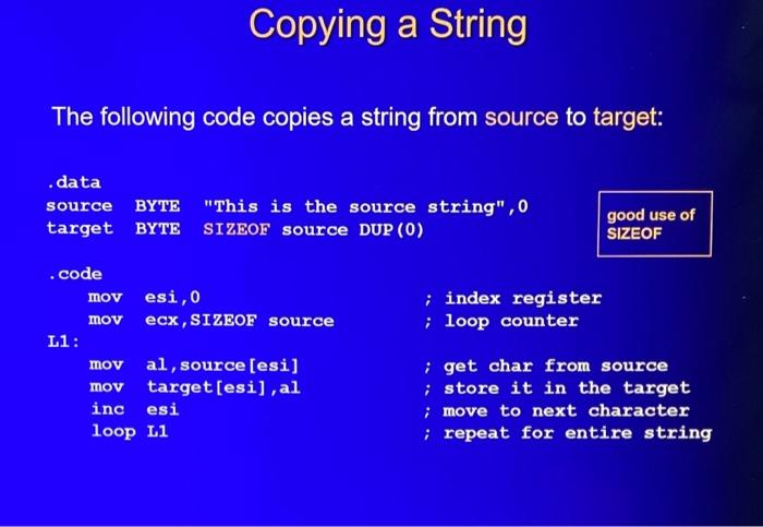 Solved need help turning code from Copying a String into a | Chegg.com