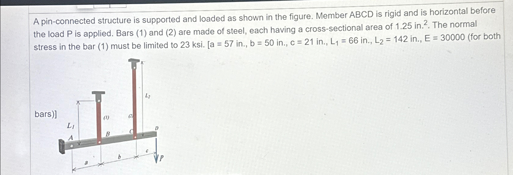A pin-connected structure is supported and loaded as | Chegg.com