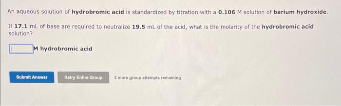 Solved An aqueous solution of hydrobromic acid is | Chegg.com