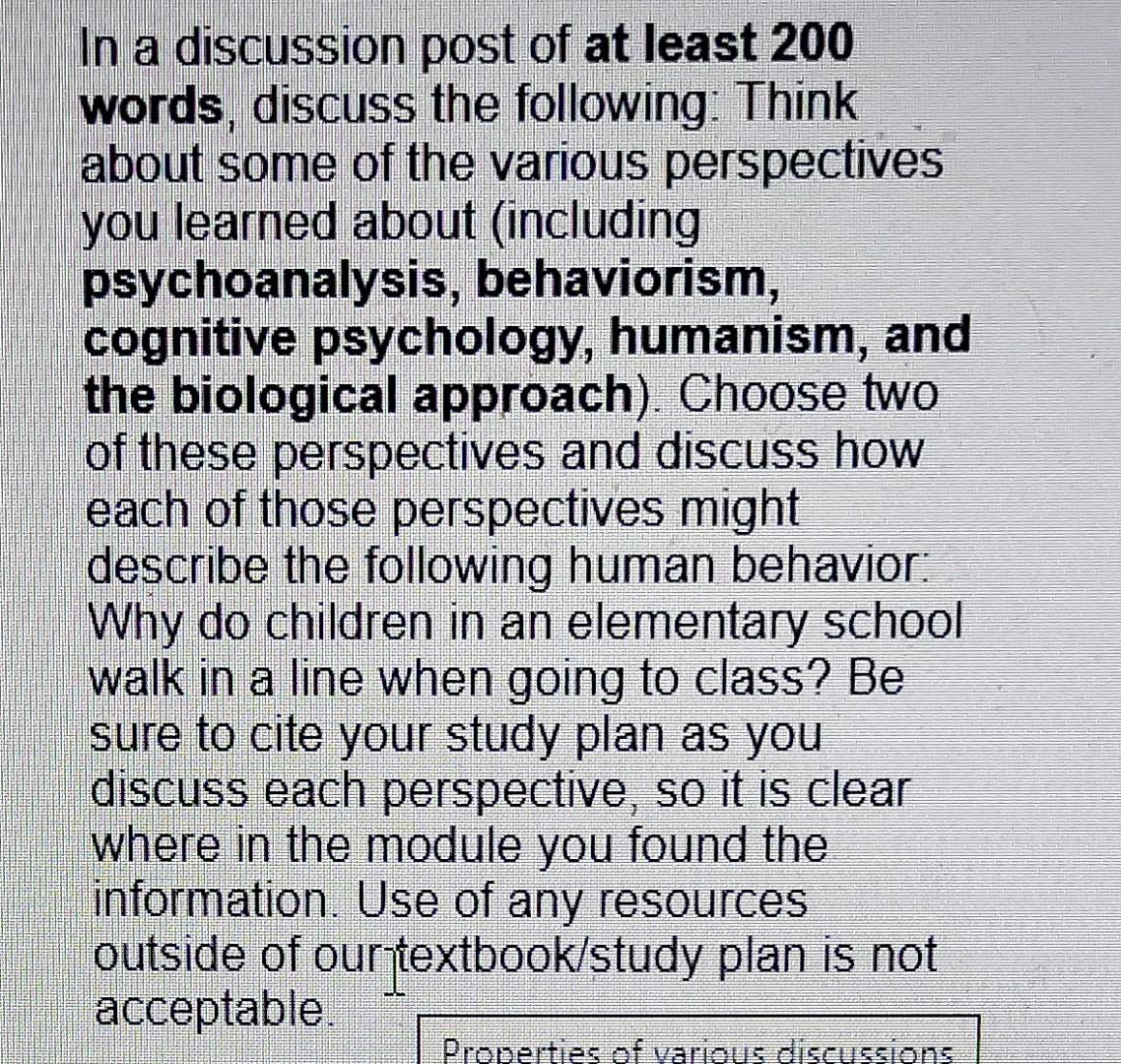In a discussion post of at least 200 words, discuss | Chegg.com