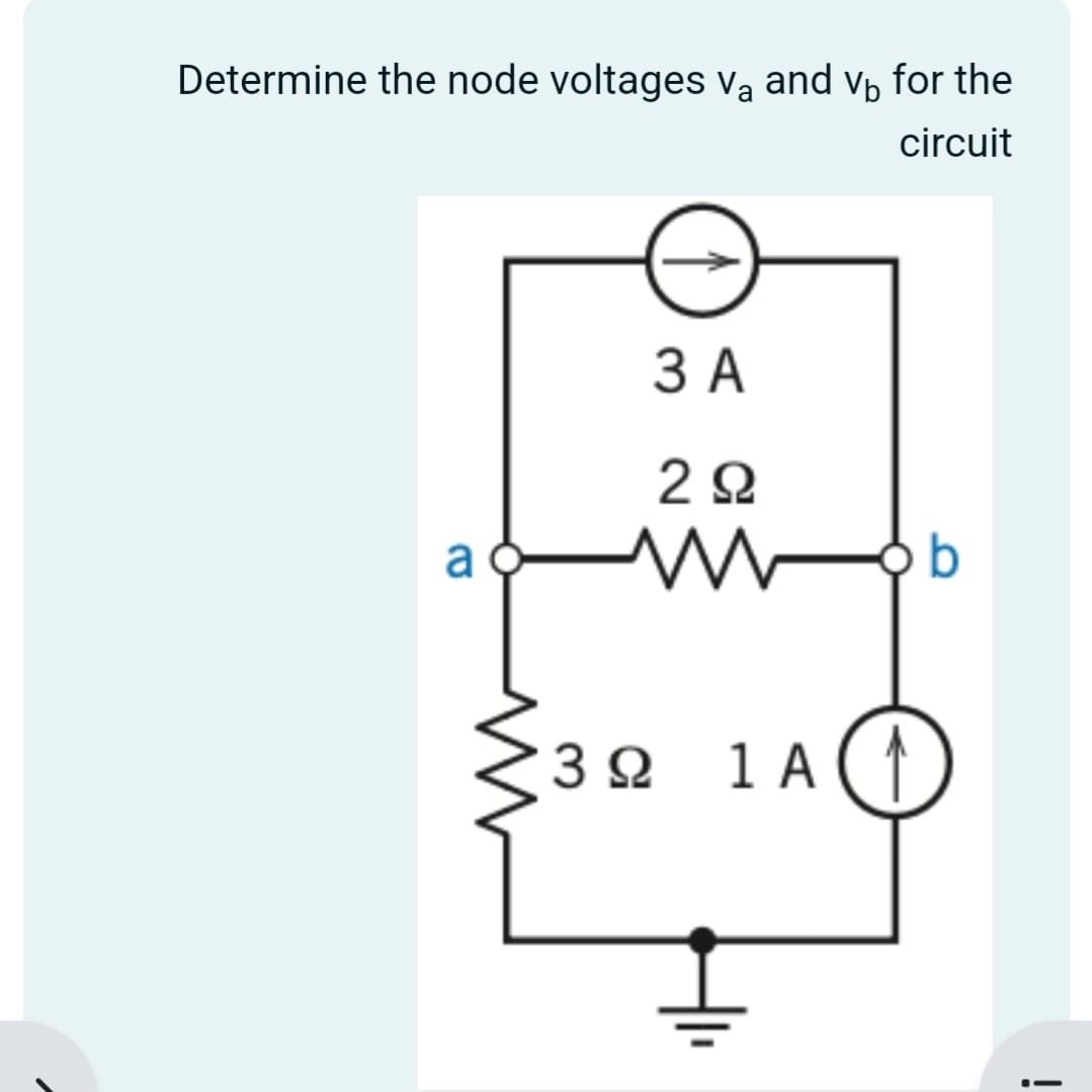 Solved Determine the node voltages va ﻿and vb ﻿for the | Chegg.com