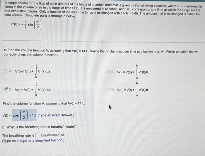Solved A simple model for the flow of air in and out of the | Chegg.com