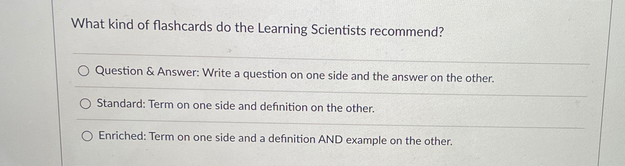 Solved What kind of flashcards do the Learning Scientists | Chegg.com