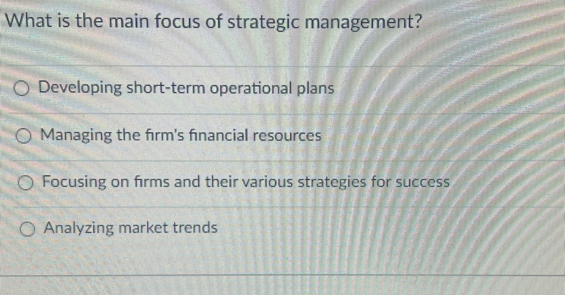 Solved What is the main focus of strategic | Chegg.com