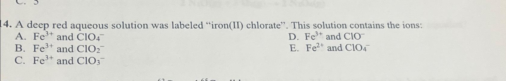 Solved A deep red aqueous solution was labeled "iron(II) | Chegg.com