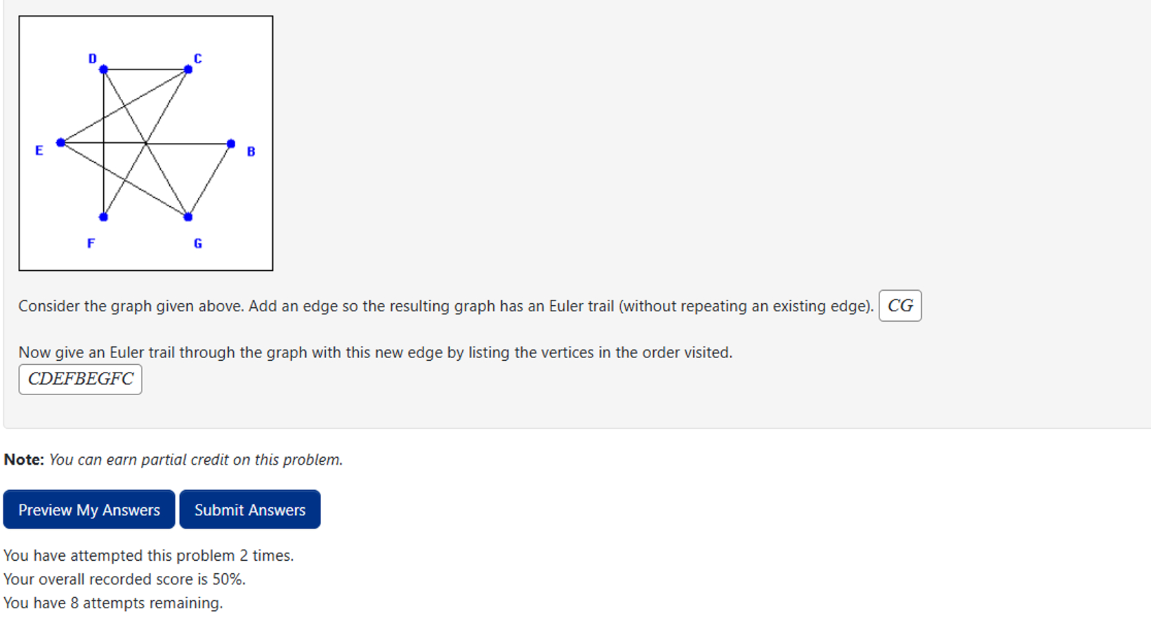 Solved Consider the graph given above. Add an edge so the | Chegg.com