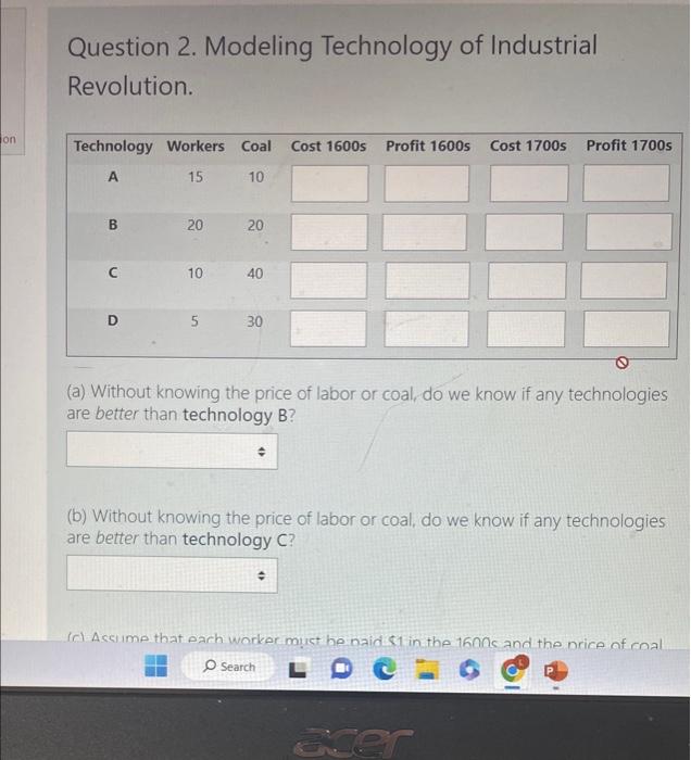 Question 2. Modeling Technology of Industrial | Chegg.com