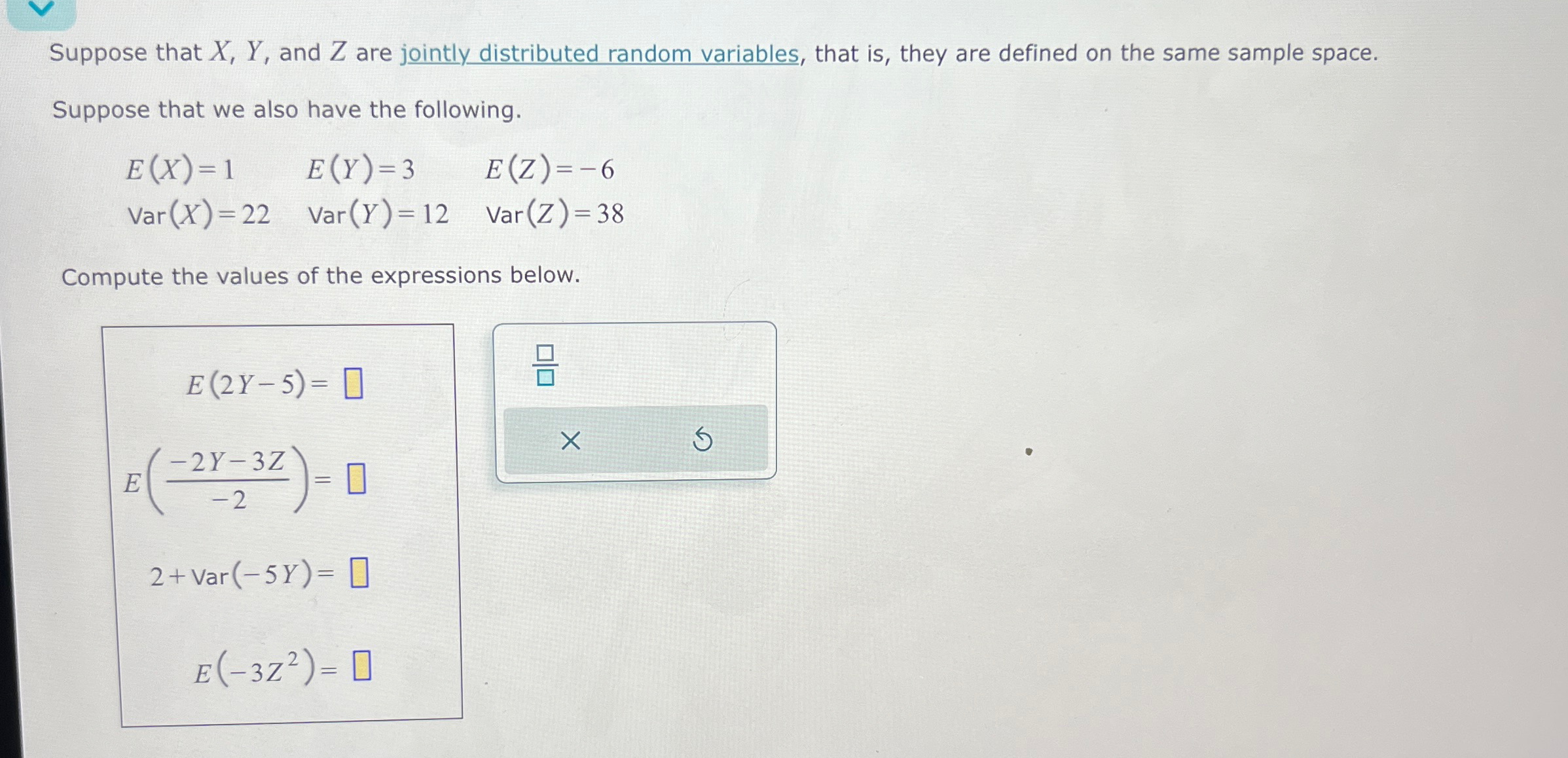 Solved Suppose that x,Y, ﻿and Z ﻿are jointly distributed | Chegg.com