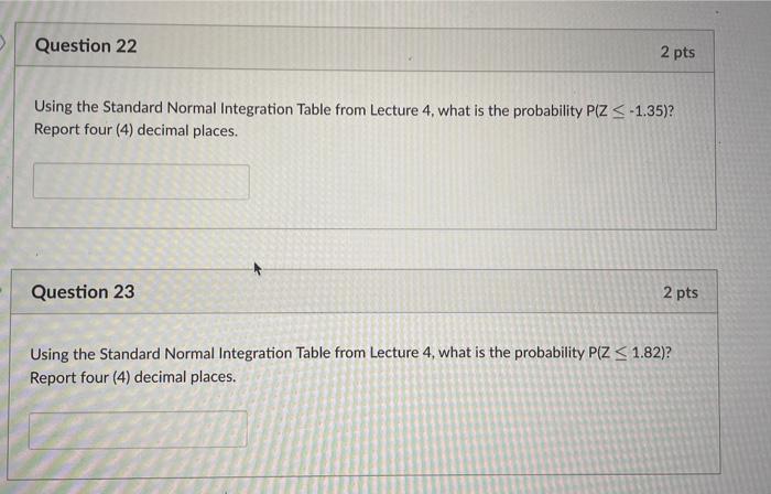 Using the Standard Normal Integration Table from | Chegg.com