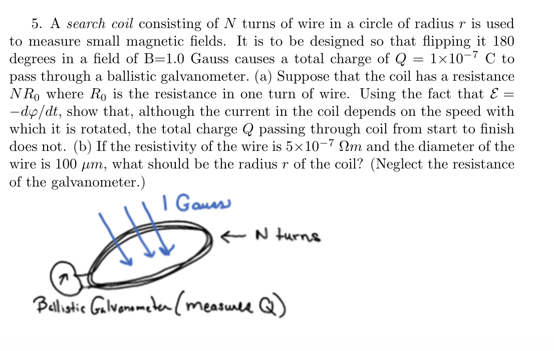Solved A search coil consisting of N ﻿turns of wire in a | Chegg.com
