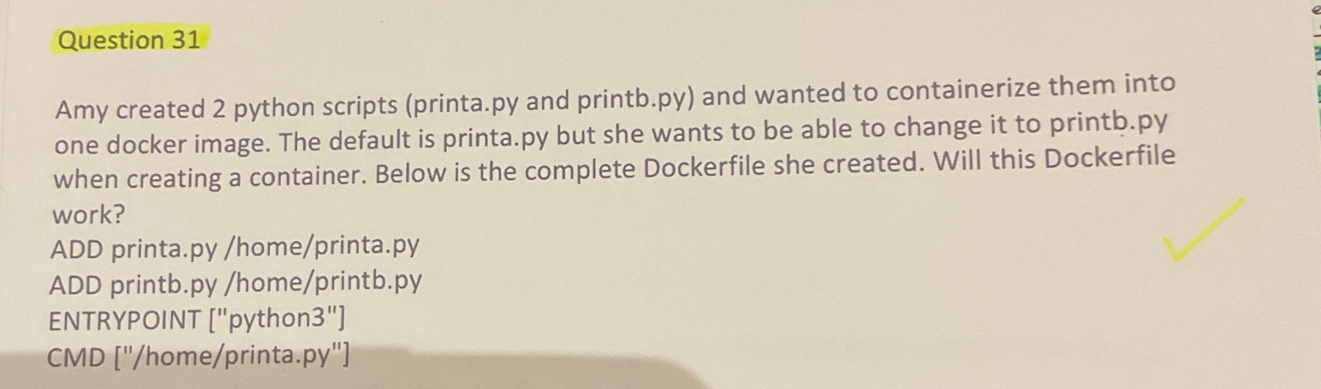 Question 31Amy created 2 ﻿python scripts (printa.py | Chegg.com