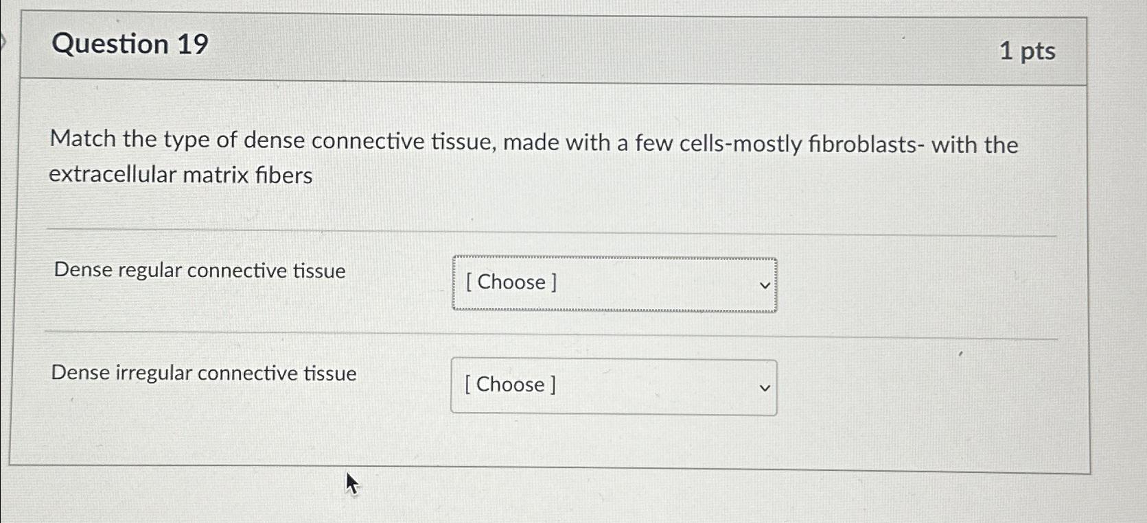 Solved Question 191 ﻿ptsMatch the type of dense connective | Chegg.com