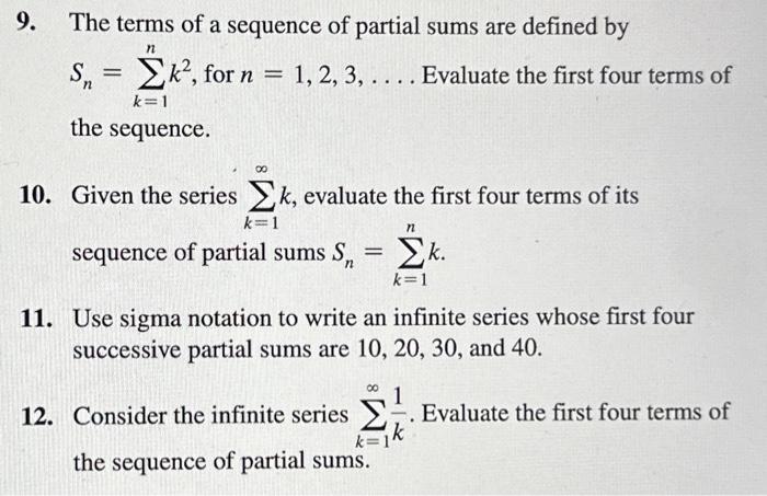 Solved 9. The terms of a sequence of partial sums are | Chegg.com