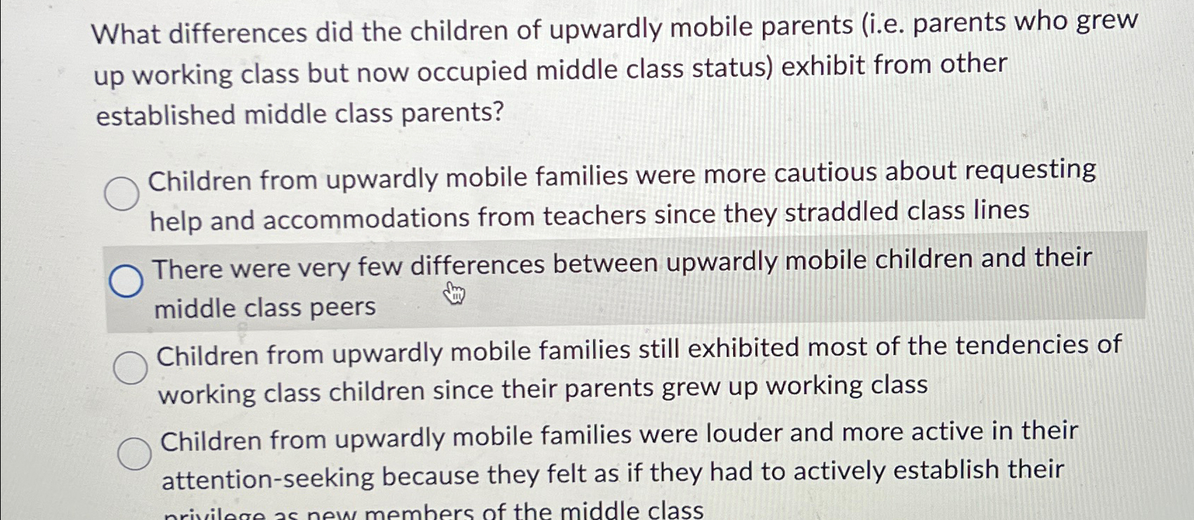 Solved What differences did the children of upwardly mobile | Chegg.com