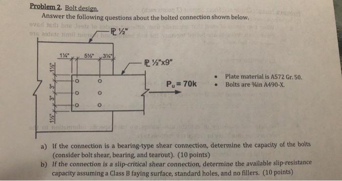 Solved Problem 2. Bolt design. Answer the following | Chegg.com