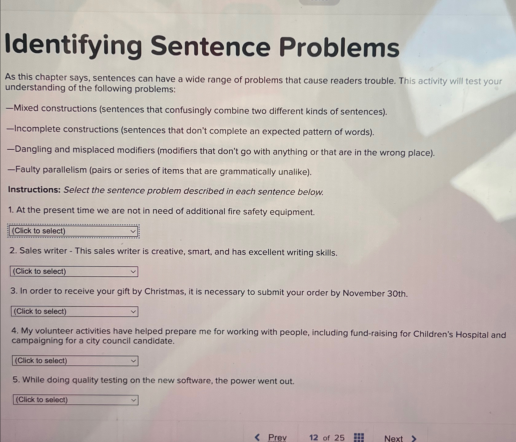 Solved Identifying Sentence ProblemsAs this chapter says, | Chegg.com