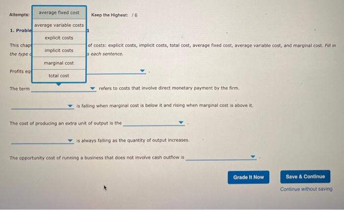 Solved Attempts: Keep the Highest: /6 1. Problems and | Chegg.com