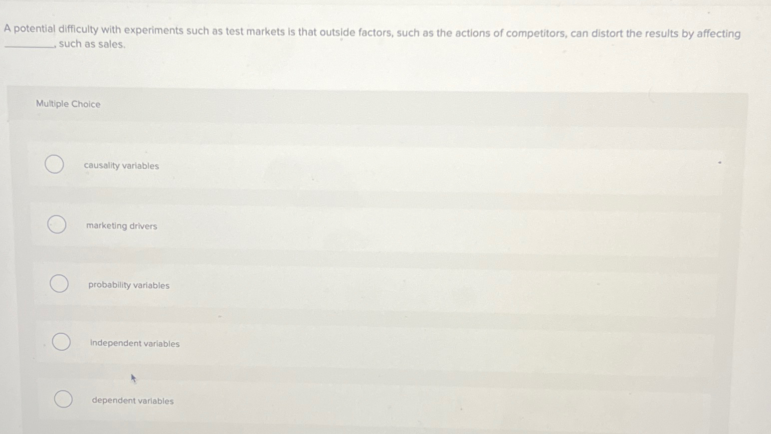 Solved A potential difficulty with experiments such as test | Chegg.com