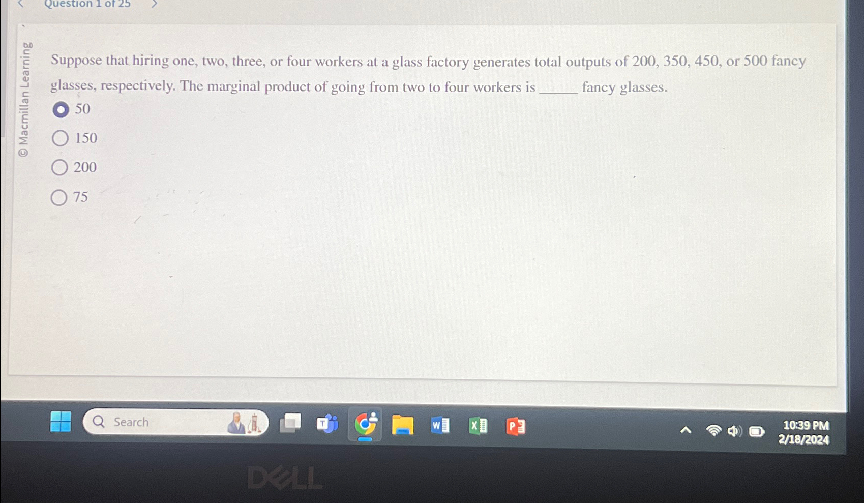 Solved Suppose that hiring one, two, three, or four workers | Chegg.com