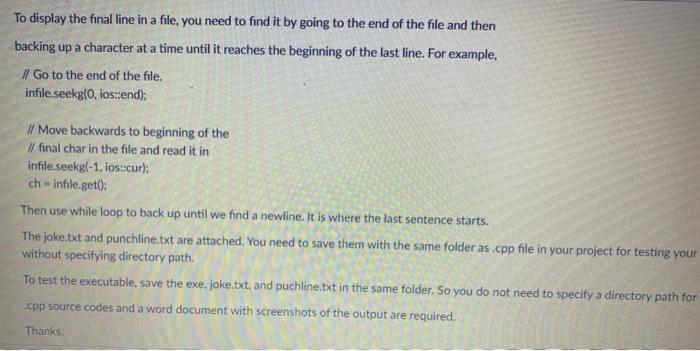 Solved To display the final line in a file, you need to find | Chegg.com