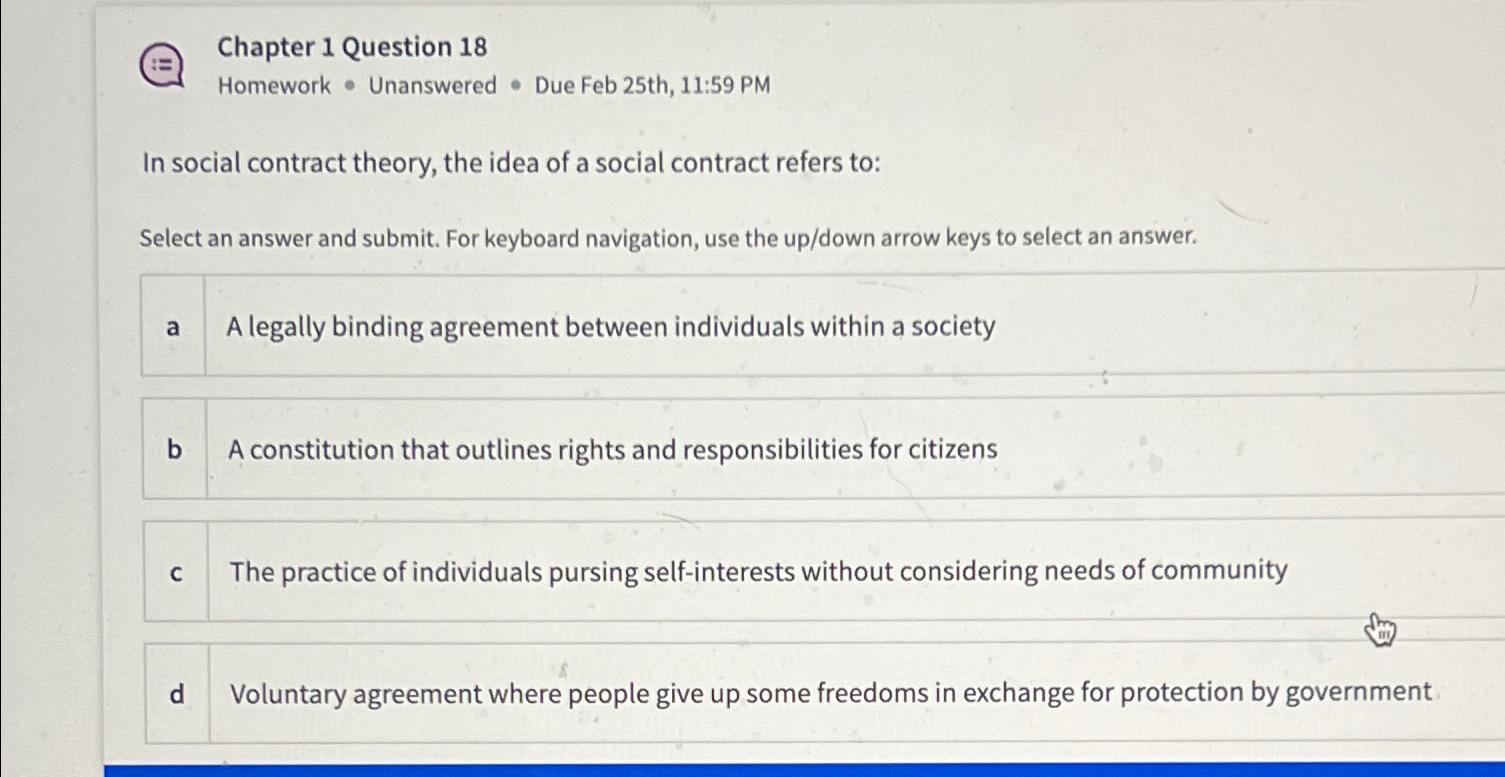 Solved Chapter 1 ﻿Question 18Homework - ﻿Unanswered - ﻿Due | Chegg.com