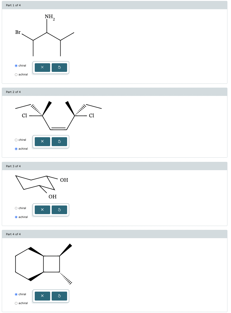 Solved Determine whether each compound is chiral or achiral. | Chegg.com