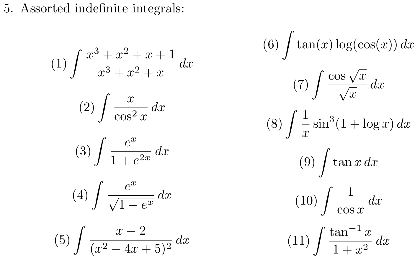 Solved Assorted indefinite | Chegg.com