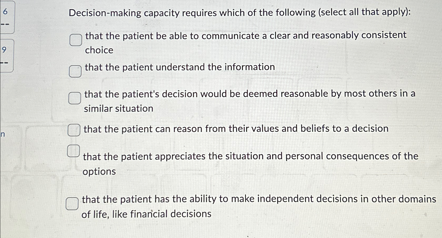 Solved Decision-making capacity requires which of the | Chegg.com