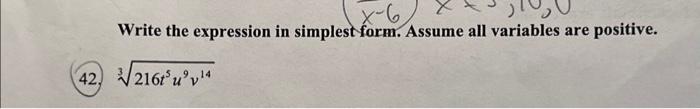 Solved Write the expression in simplest form. Assume all | Chegg.com