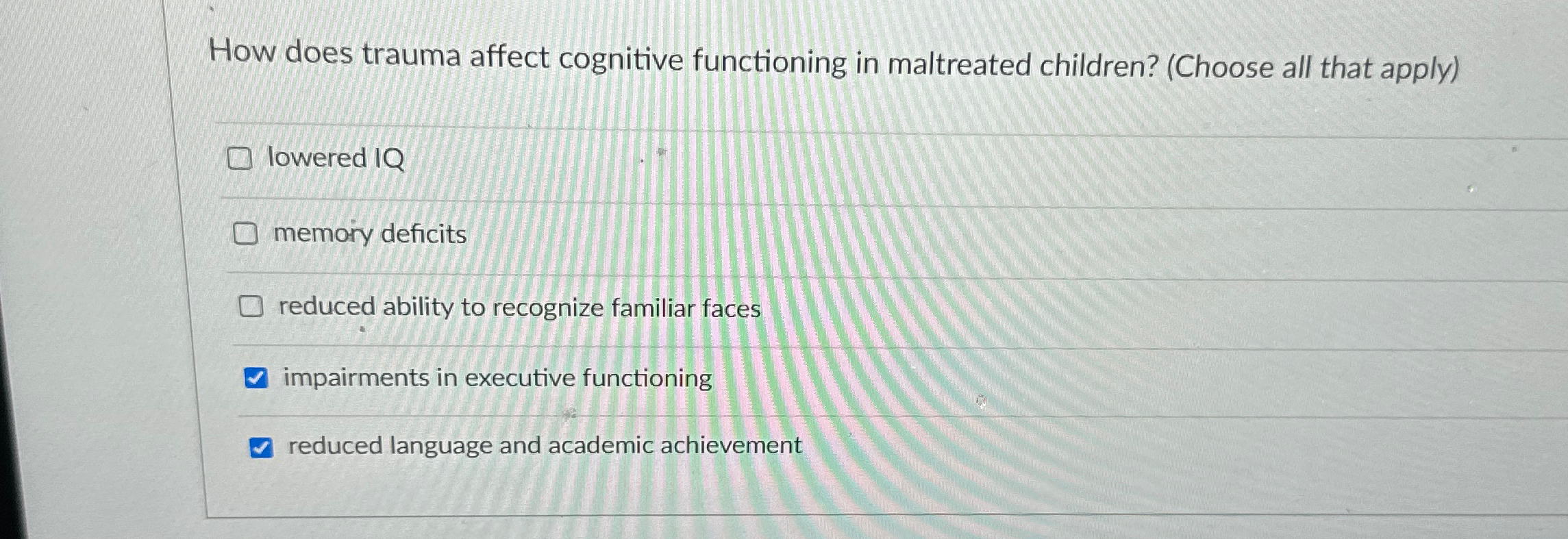 Solved How does trauma affect cognitive functioning in | Chegg.com