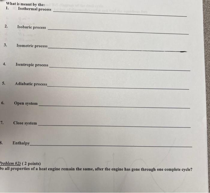Solved 1. Isothermal process 2. Isobaric process 3. | Chegg.com