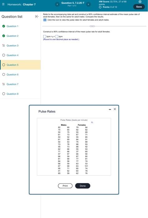 Question list Refer to the accompanying data set and | Chegg.com