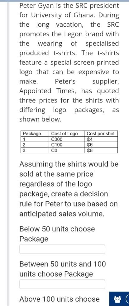 Solved Peter Gyan is the SRC president for University of | Chegg.com