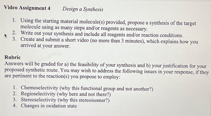 Solved Video Assignment 4 Design a Synthesis 1. Using the | Chegg.com
