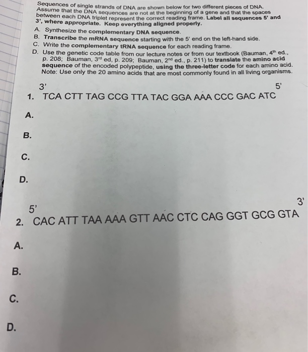Solved Sequences of single strands of DNA are shown below | Chegg.com