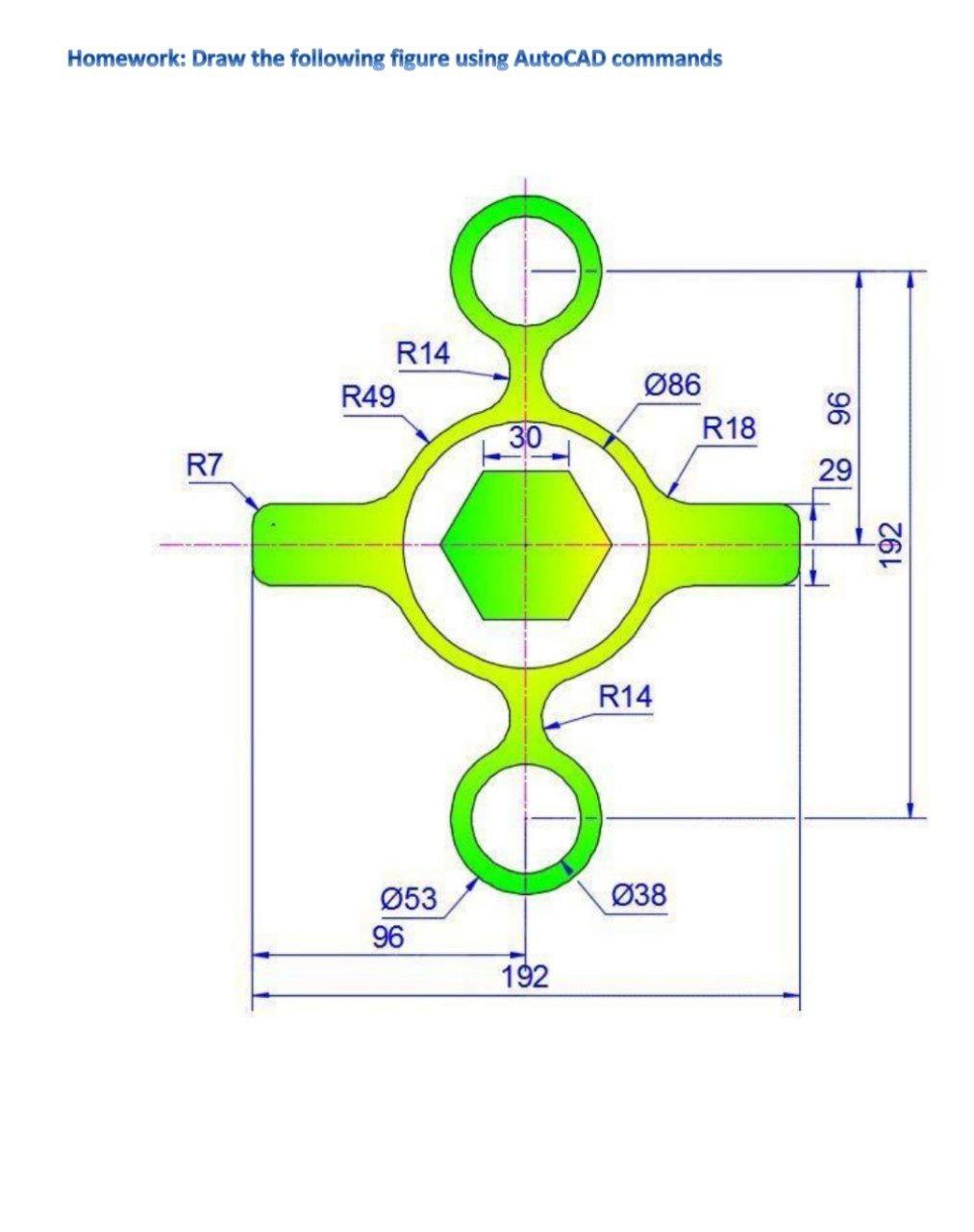 Solved Homework: Draw the following figure using AutoCAD | Chegg.com