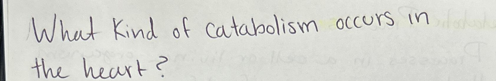 Solved What Kind of catabolism occurs in the heart? | Chegg.com