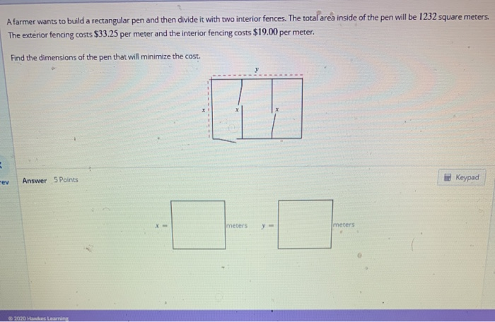 Solved A farmer wants to build a rectangular pen and then | Chegg.com