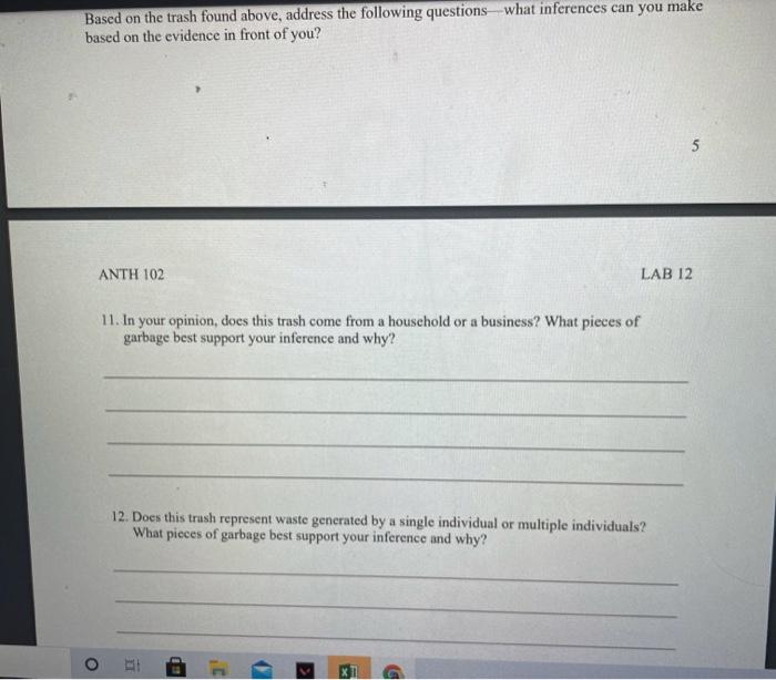 Activity 1: Rubbish! The Archaeology of Garbage Task: | Chegg.com