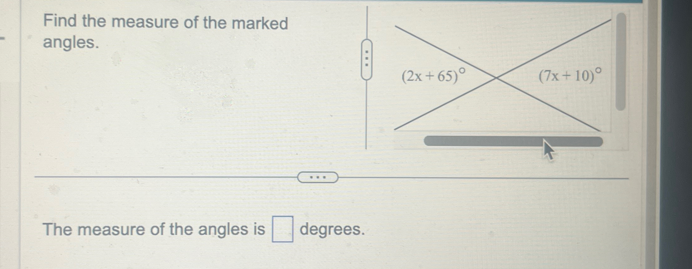 Solved Find the measure of the marked angles.The measure of | Chegg.com