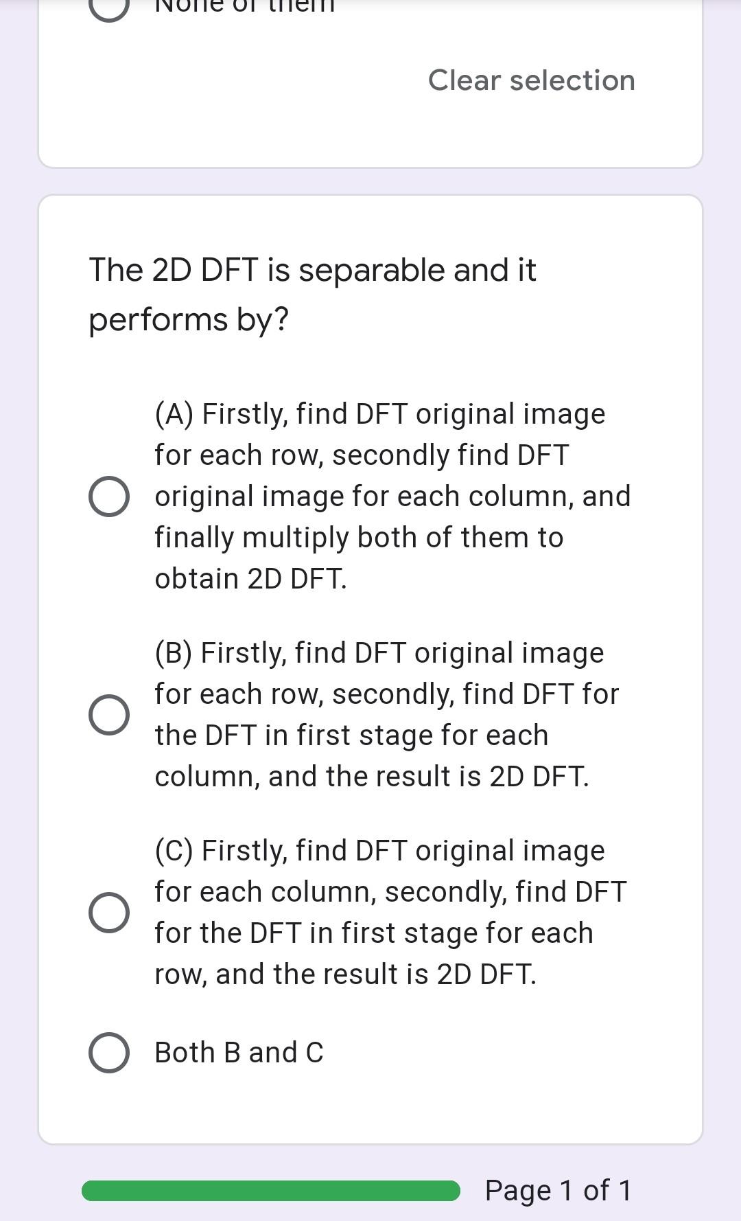 Solved Clear selection The 2D DFT is separable and it | Chegg.com