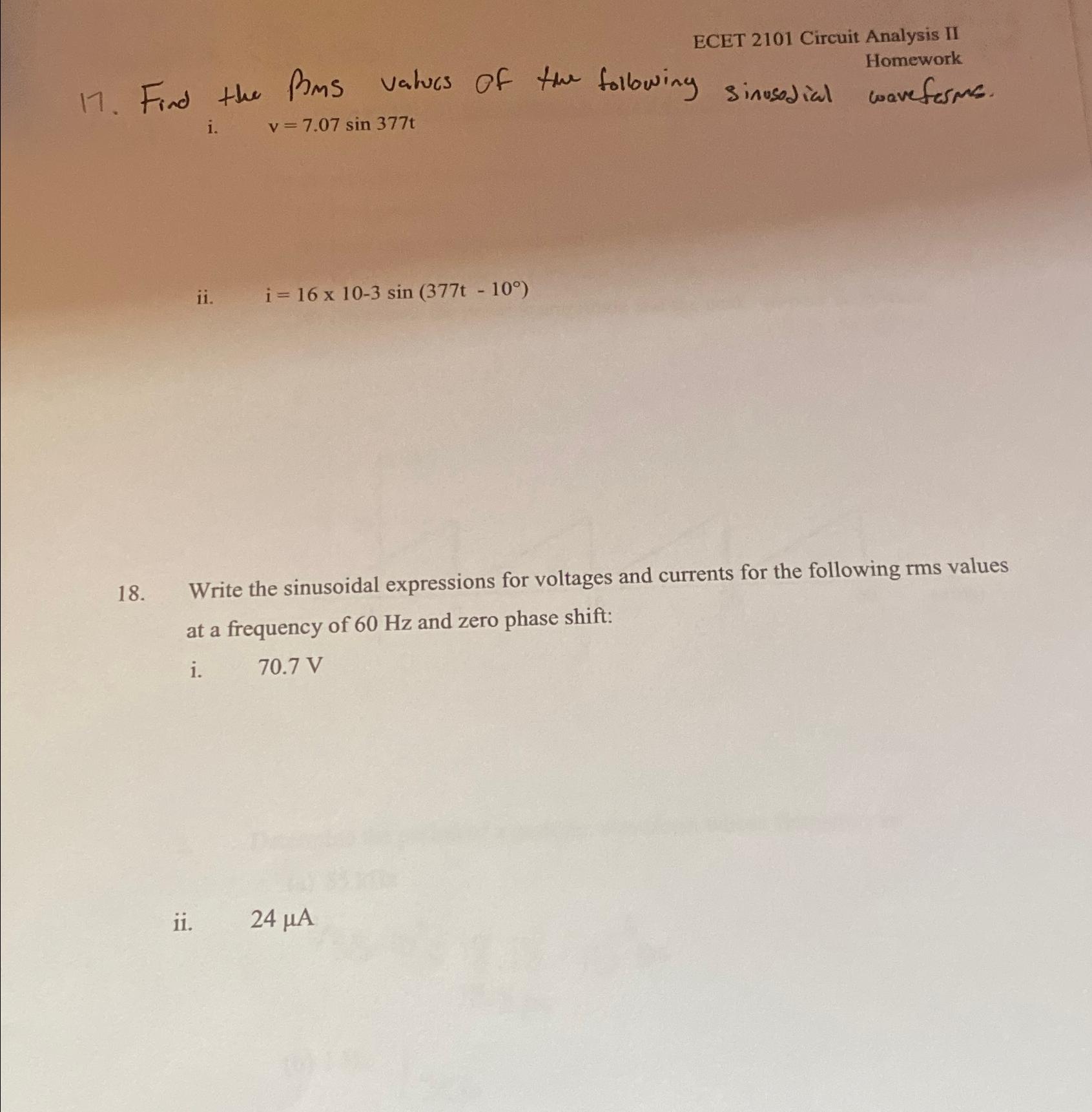 Solved ECET 2101 ﻿Circuit Analysis II17. ﻿Find the Bms | Chegg.com