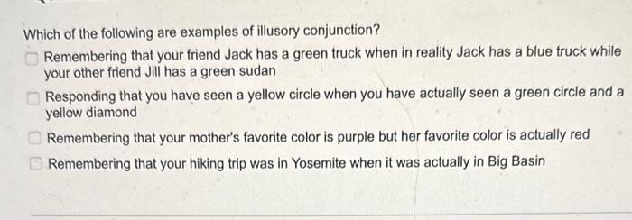 Solved Which of the following are examples of illusory | Chegg.com