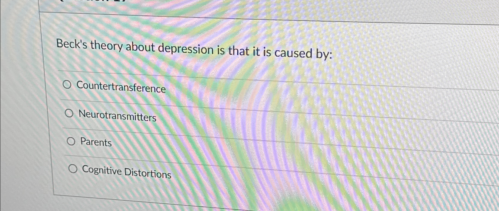 Solved Beck's theory about depression is that it is caused | Chegg.com
