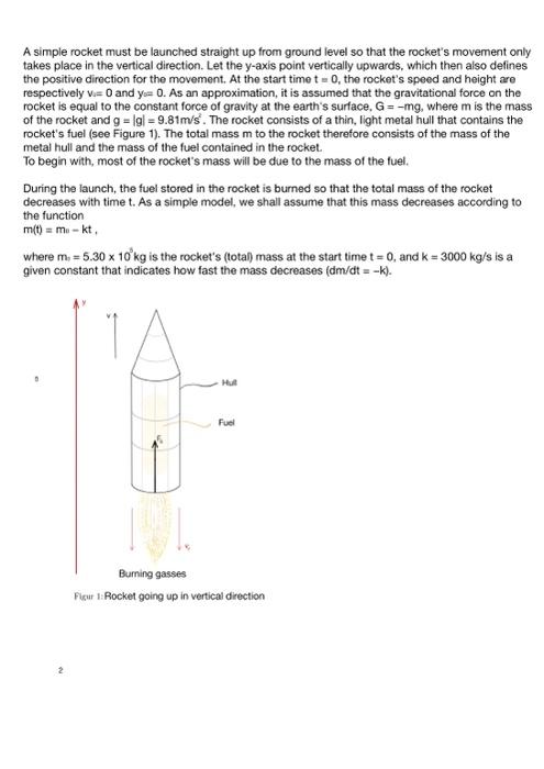 A simple rocket must be launched straight up from | Chegg.com