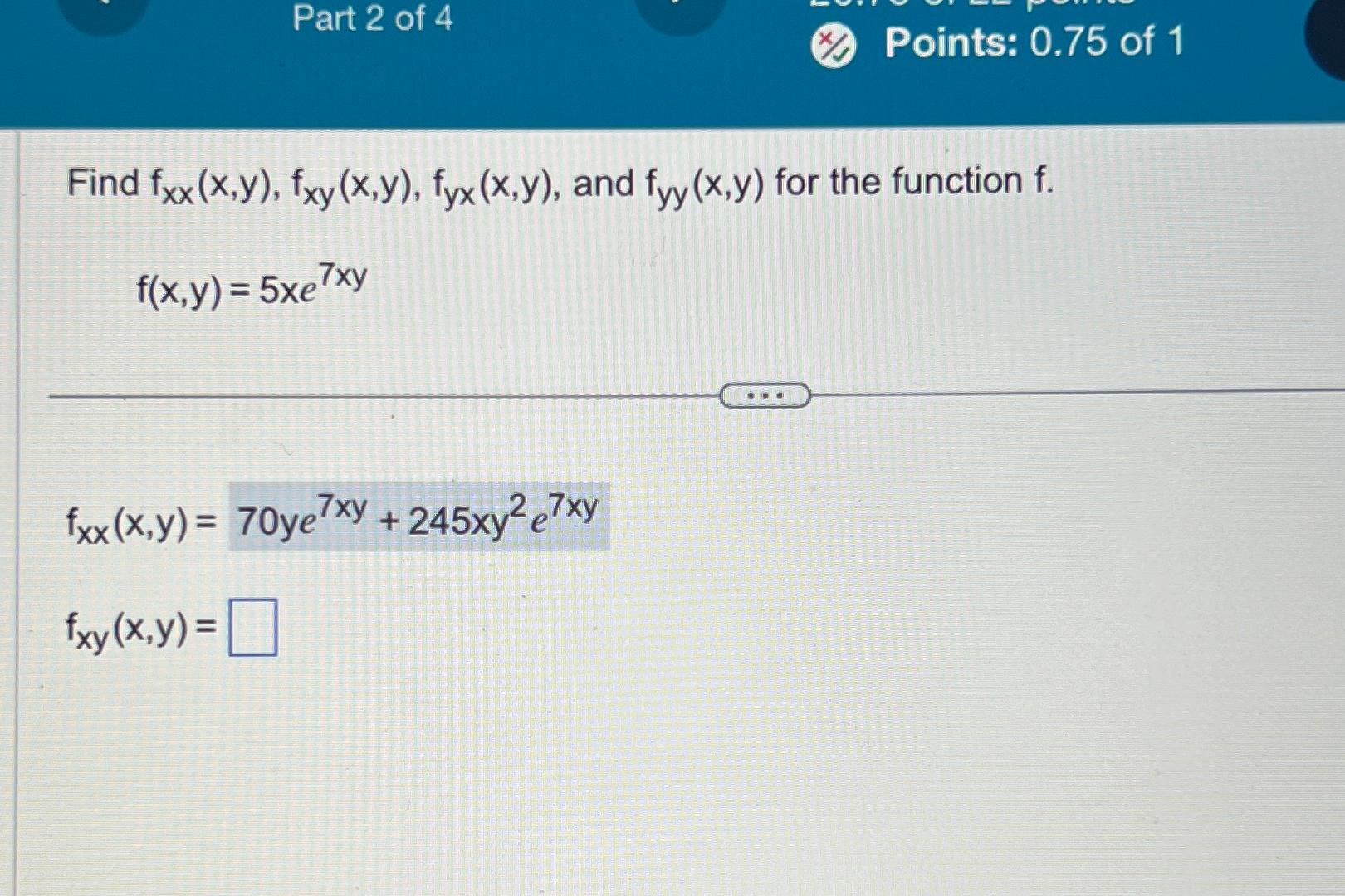 Solved Part 2 ﻿of 4Points: 0.75 ﻿of 1Find | Chegg.com