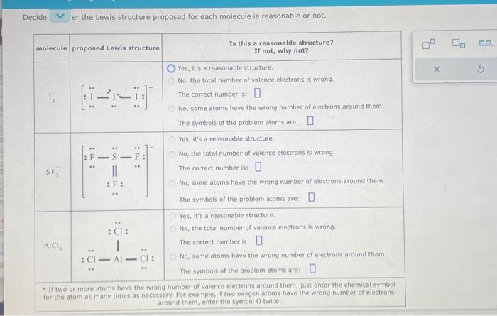 Solved Decide er the Lewis structure proposed for each | Chegg.com
