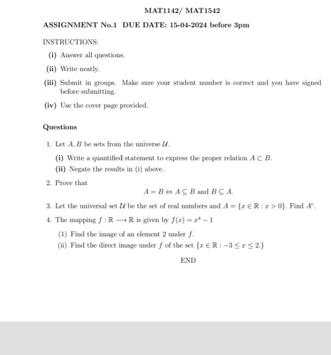 Solved MAT1142/ ﻿MAT1542ASSIGNMENT No. 1 ﻿DUE DATE: | Chegg.com