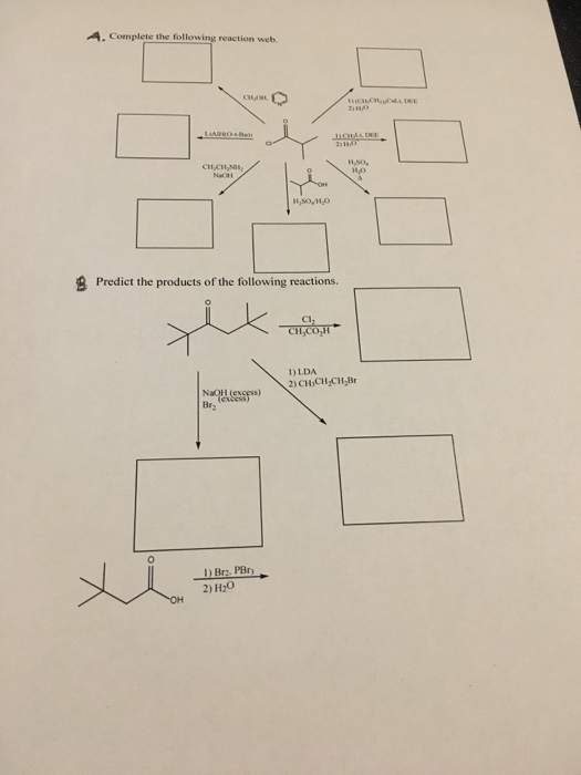 Solved 4. Complete the following reaction web R Predict the | Chegg.com